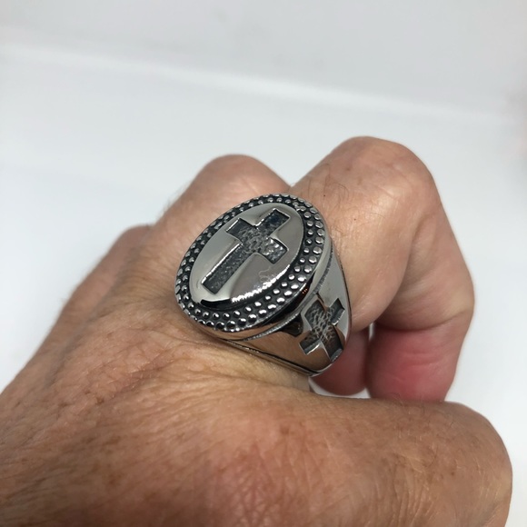 Namesis | Jewelry | Vintage Silver Stainless Steel Cross Ring | Poshmark